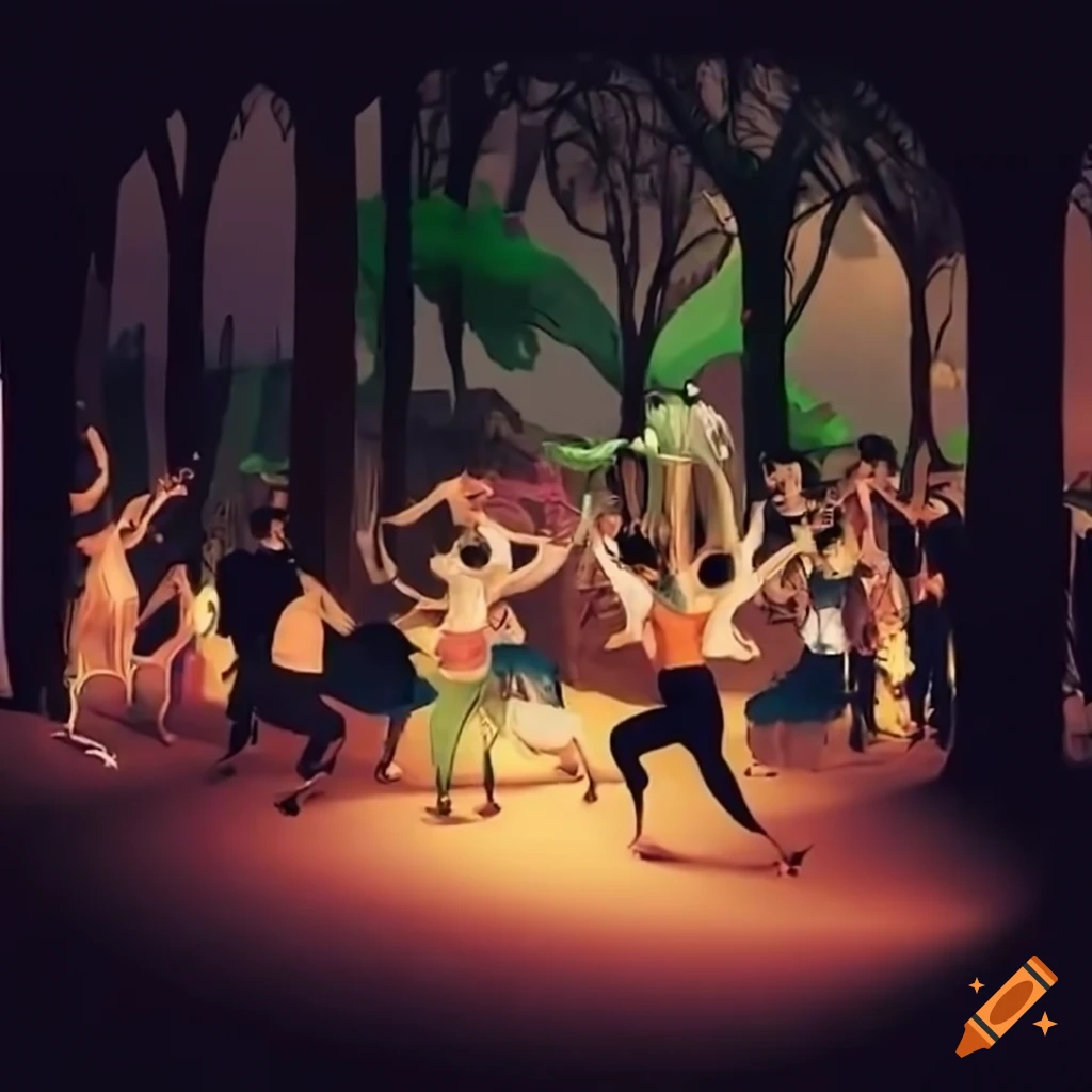 People dancing in front of a zoo on Craiyon