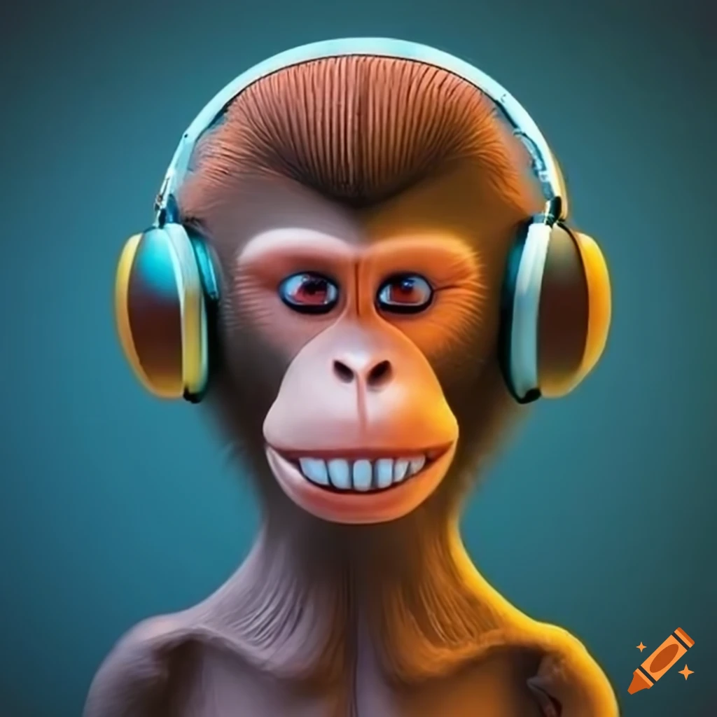 Monkey with microphone and headphones on Craiyon