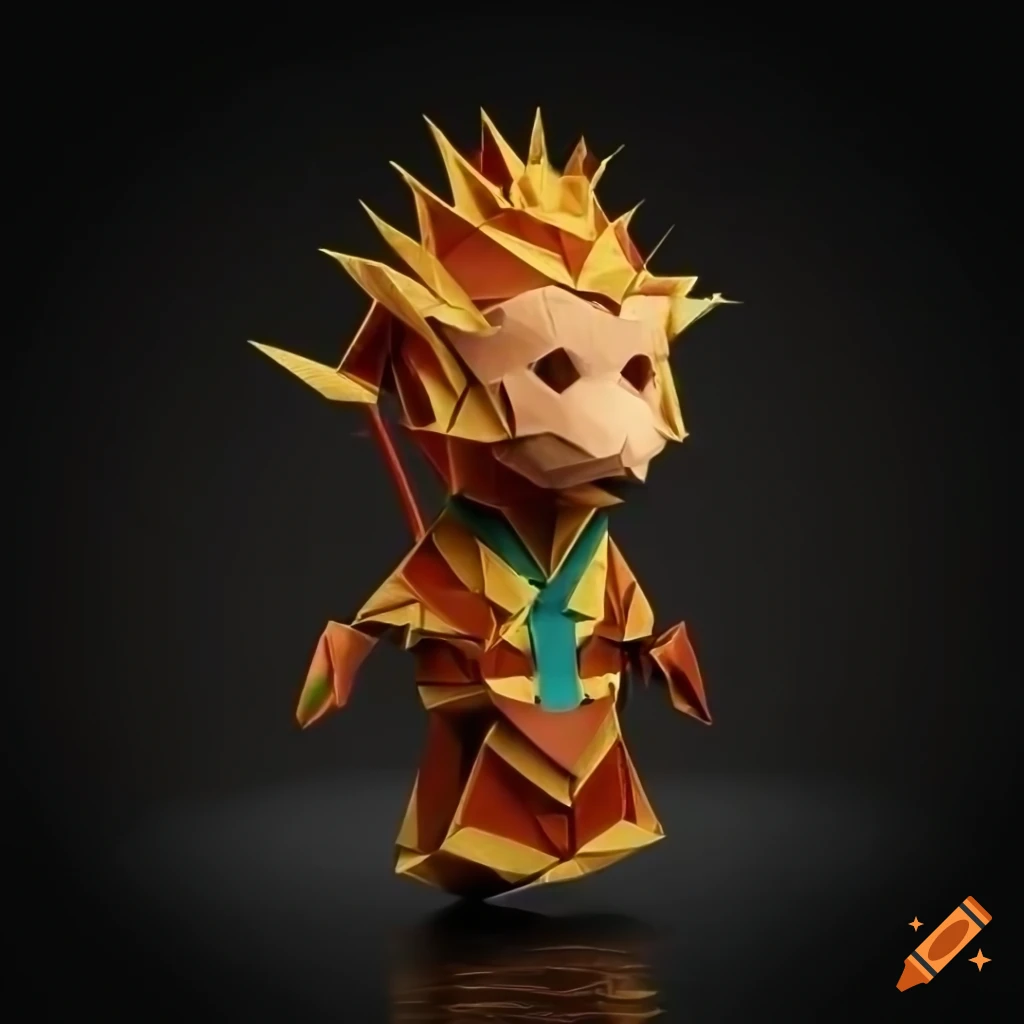 Origami monkey king with high poly design on Craiyon