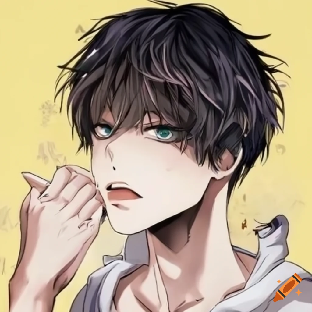 Angry manga boy character on Craiyon