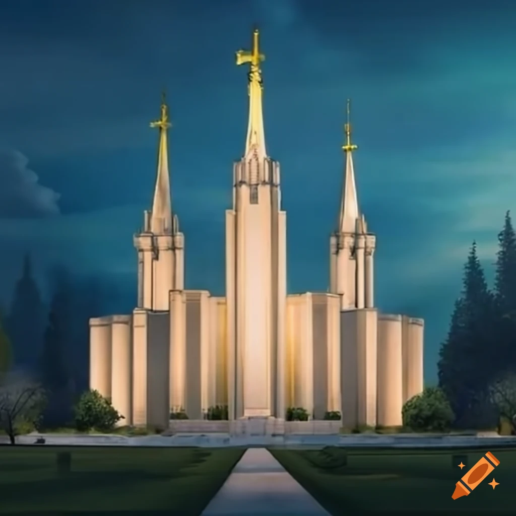 Fusion of Mormon temple and Catholic church in realistic style on Craiyon