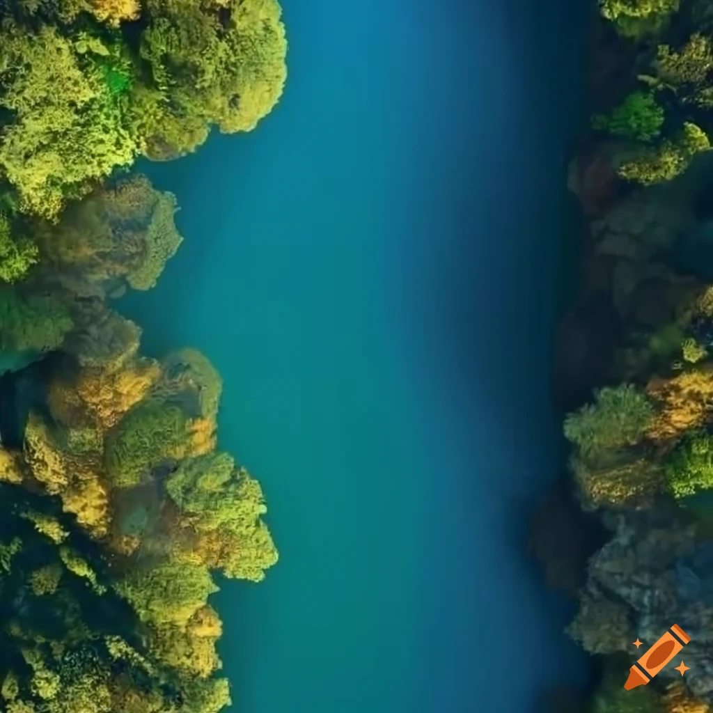 Straight 2d river top-down view on Craiyon