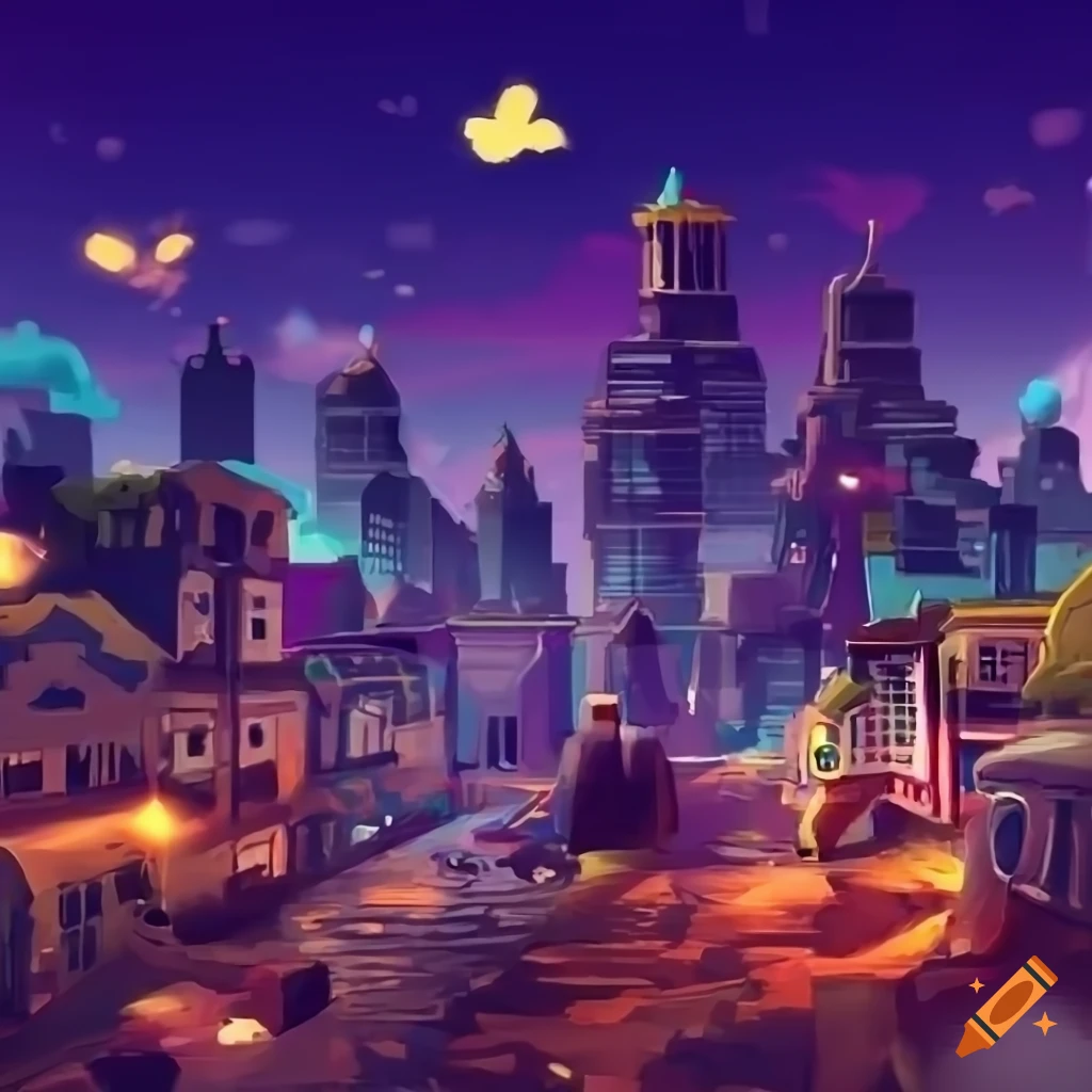 City of cute critters in a fantastic game background on Craiyon
