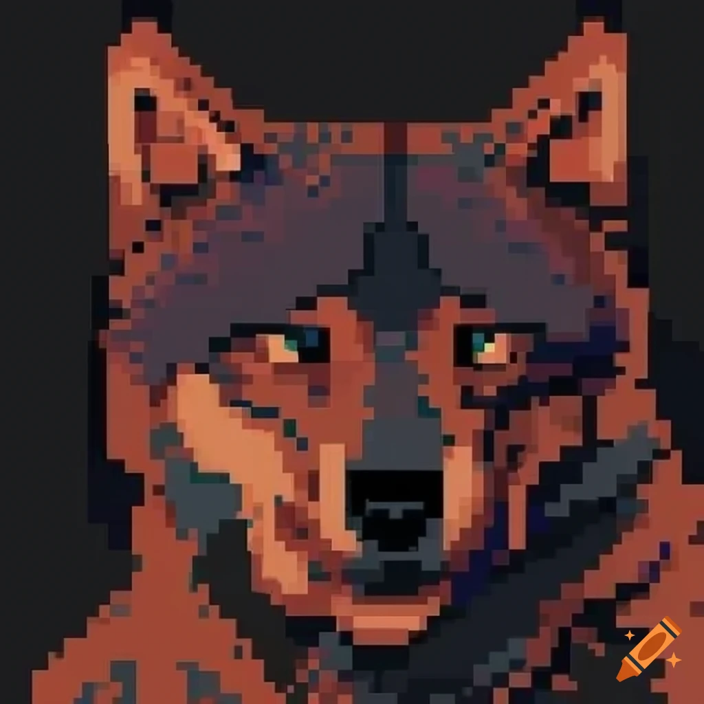 Pixel art of a wolf on Craiyon