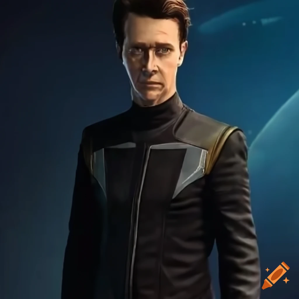 Edward Norton in Starfleet Leather Jacket as captain on Star Trek ...