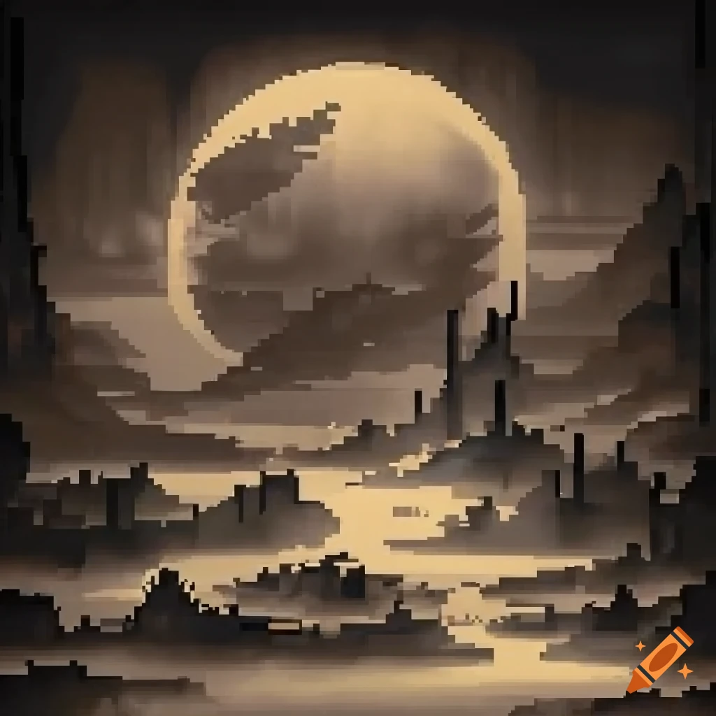 Pixel art with traditional chinese ink painting influence on Craiyon