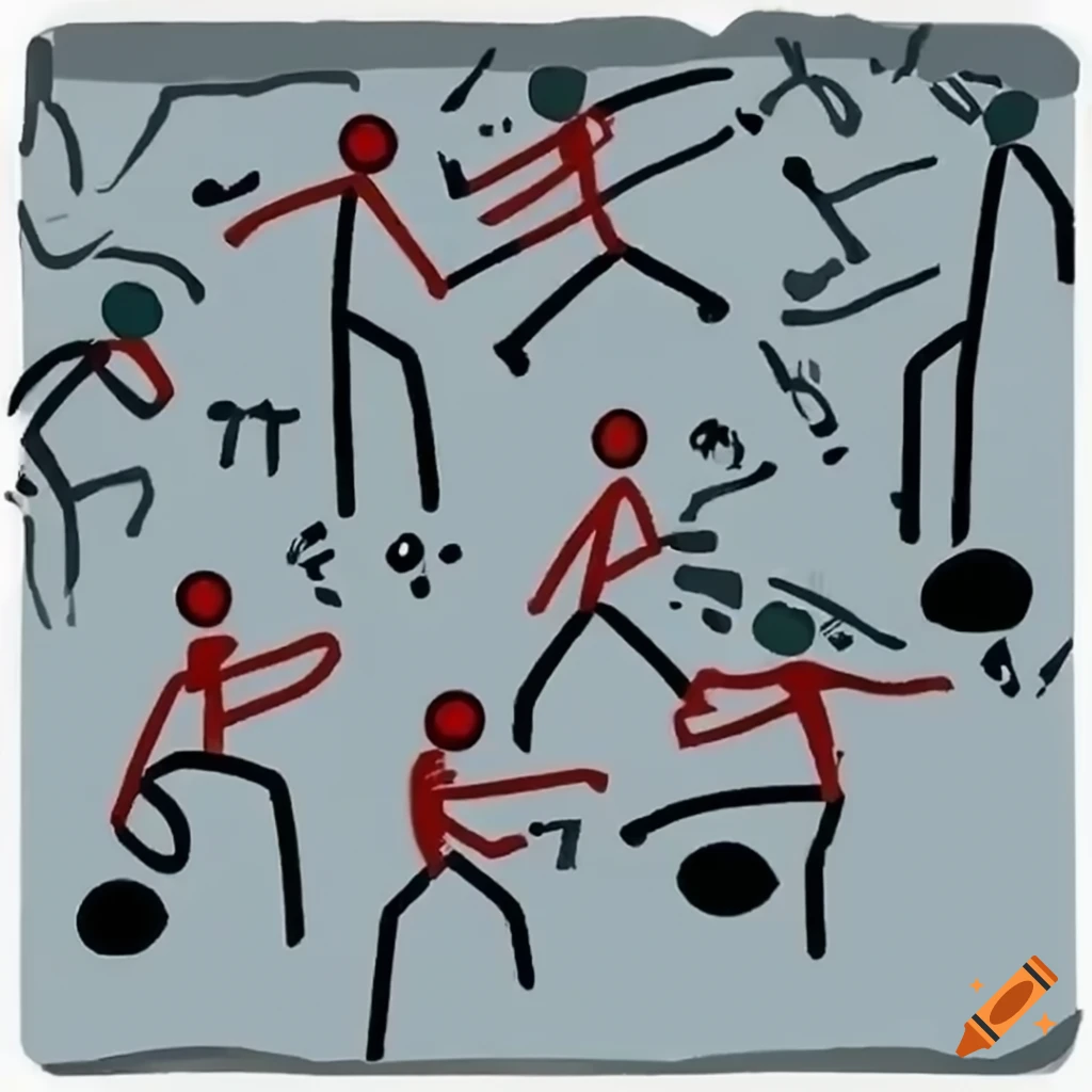 Stickman cave paintings of african tribal scenes with rich symbolism on ...