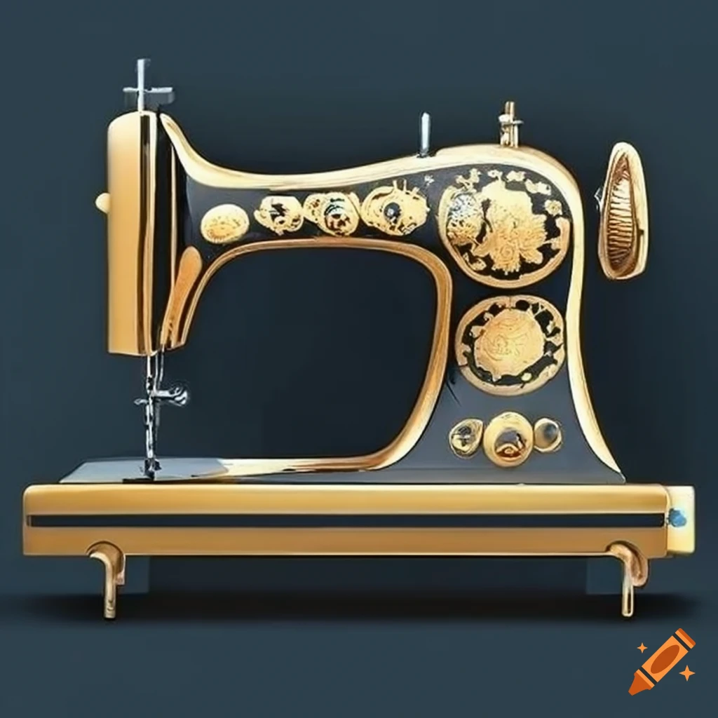 Black-gold fancy sewing machine on Craiyon