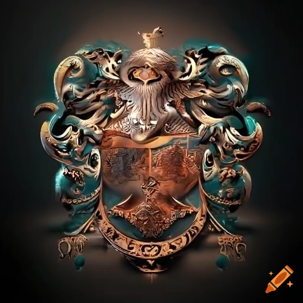 Intricate family crest design featuring the 'kamphuis' moniker on Craiyon