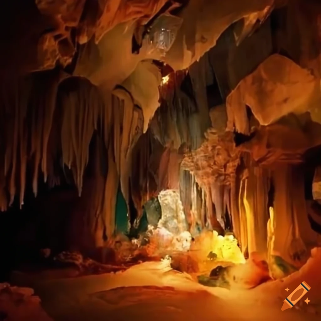 Huge crystal-filled cave on Craiyon