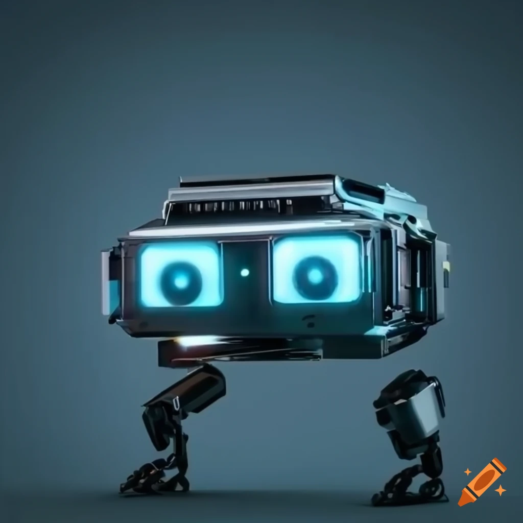 Adorable shiny rectangular robotic companion with camera on Craiyon