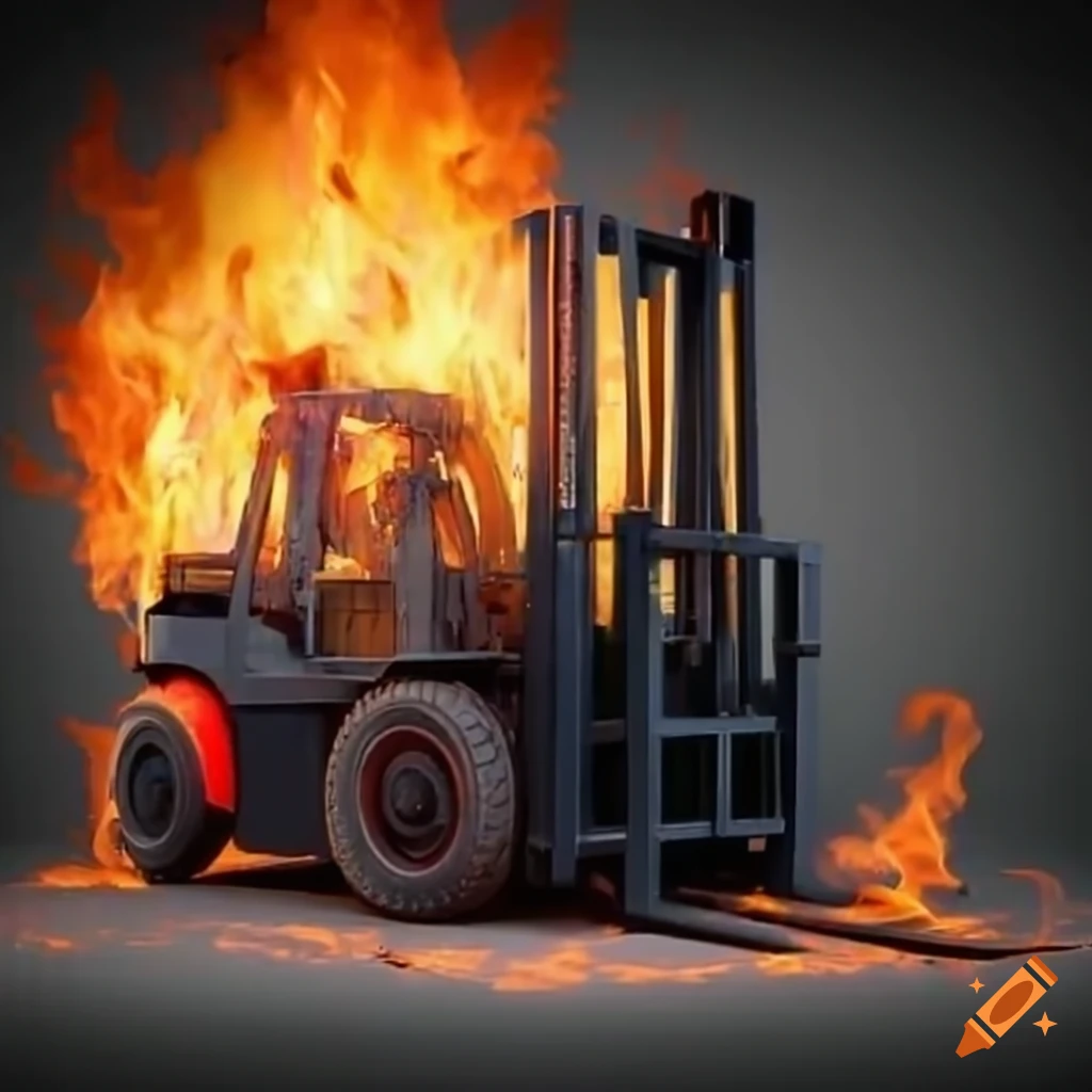 Burning forklift on Craiyon