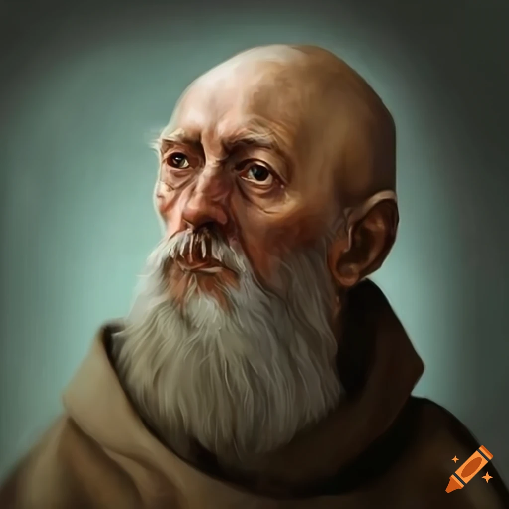 Realistic portrait of an old medieval european monk on Craiyon