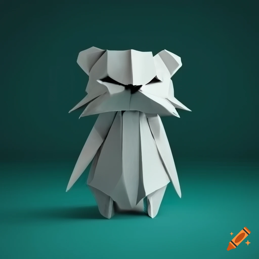 Origami high poly hobbes with poplar background on Craiyon
