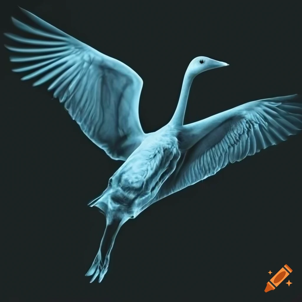 Anatomical x-ray of a goose with outstretched wings against a nuclear ...