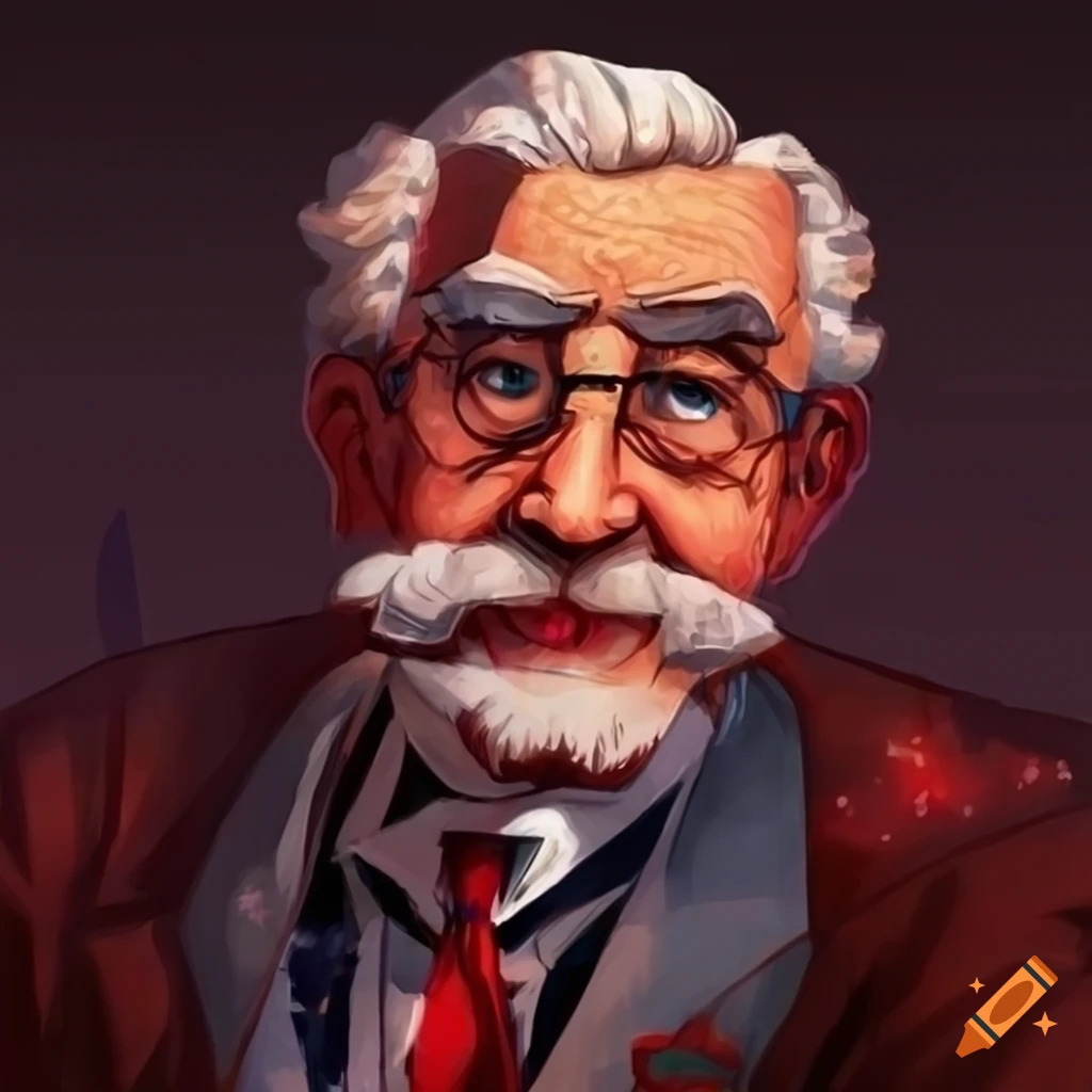 Colonel sanders in knight attire by a campfire at night on Craiyon