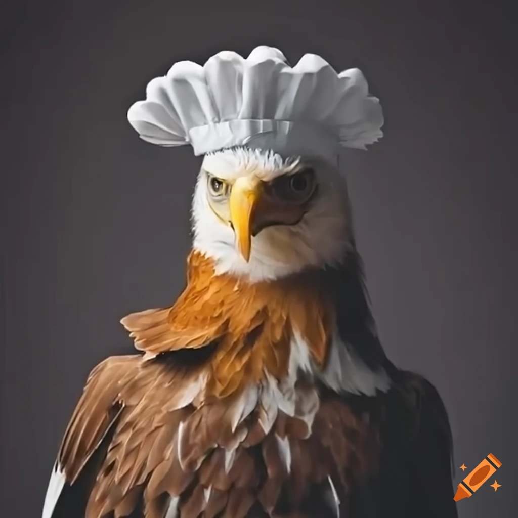 Bald eagle chef cooking on Craiyon