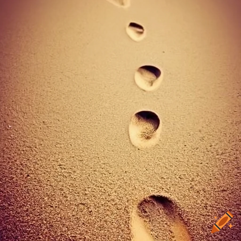 Footsteps on the sand on Craiyon