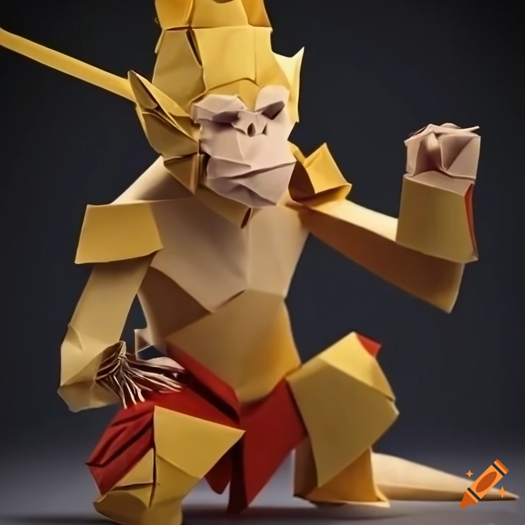 Origami Monkey King with high poly design on Craiyon