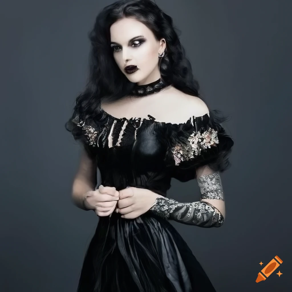 Gothic portrait of a mesmerizing young Victorian woman with dark hair ...