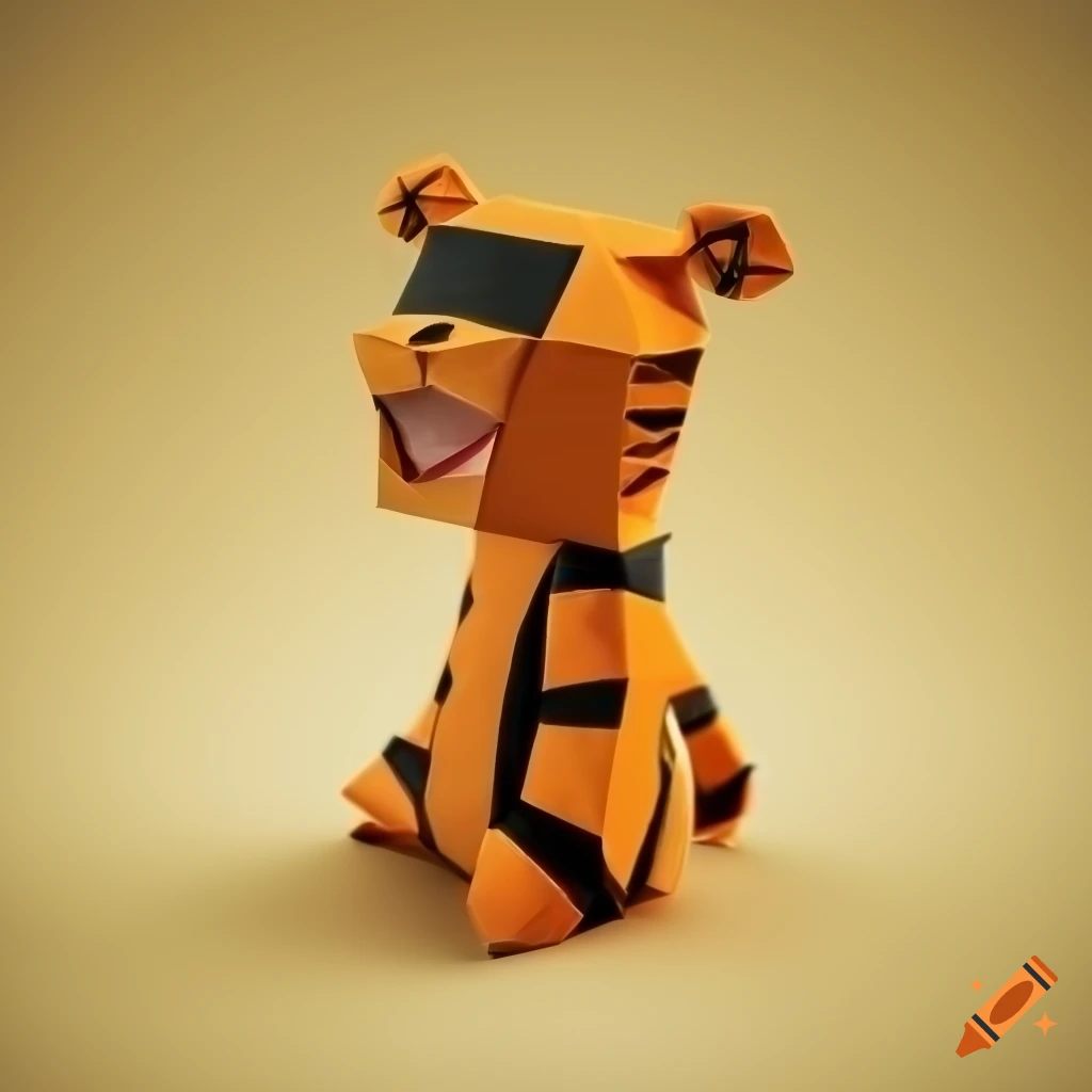 Origami hobbes in high poly style with poplar background on Craiyon
