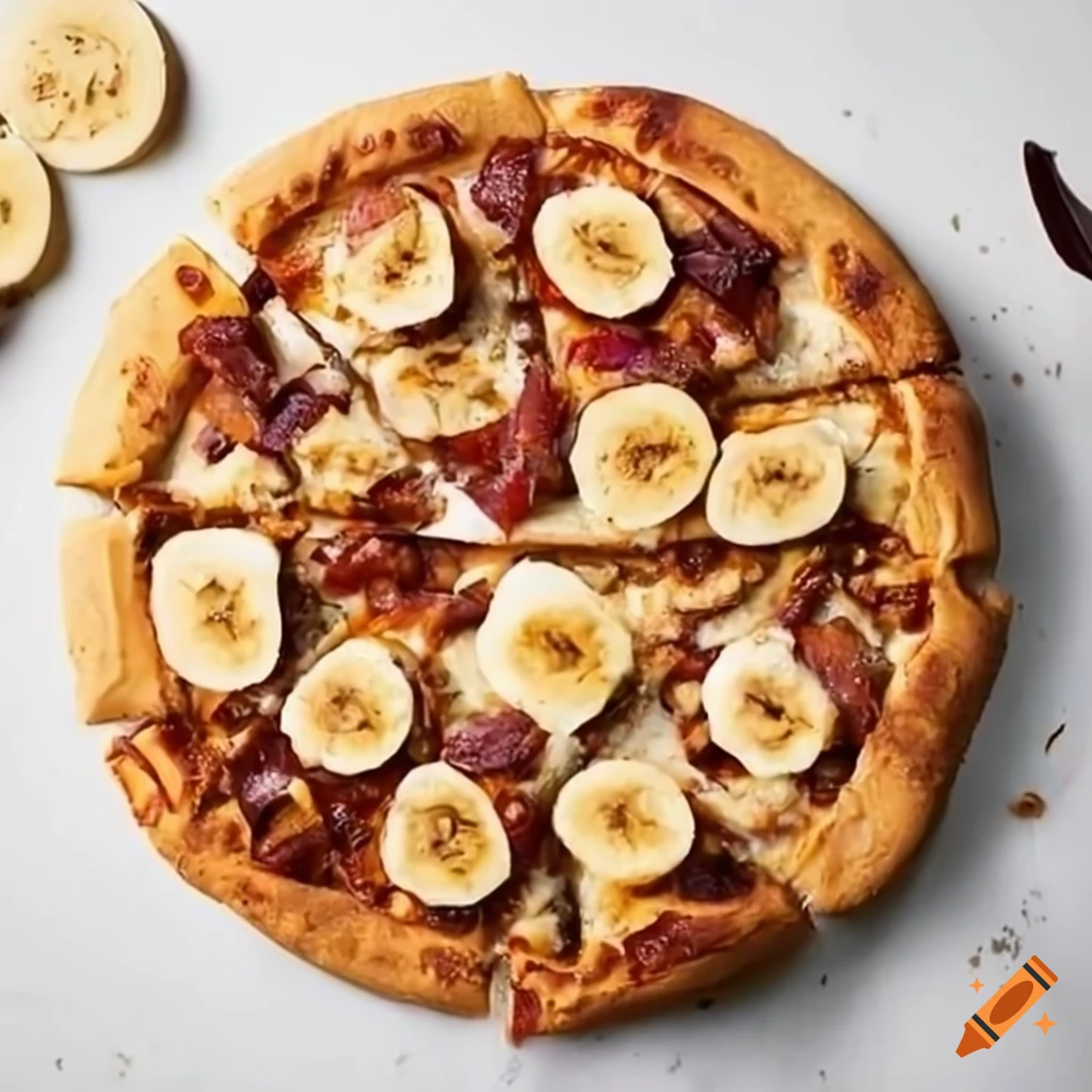 Peanut butter, banana, and bacon pizza on Craiyon