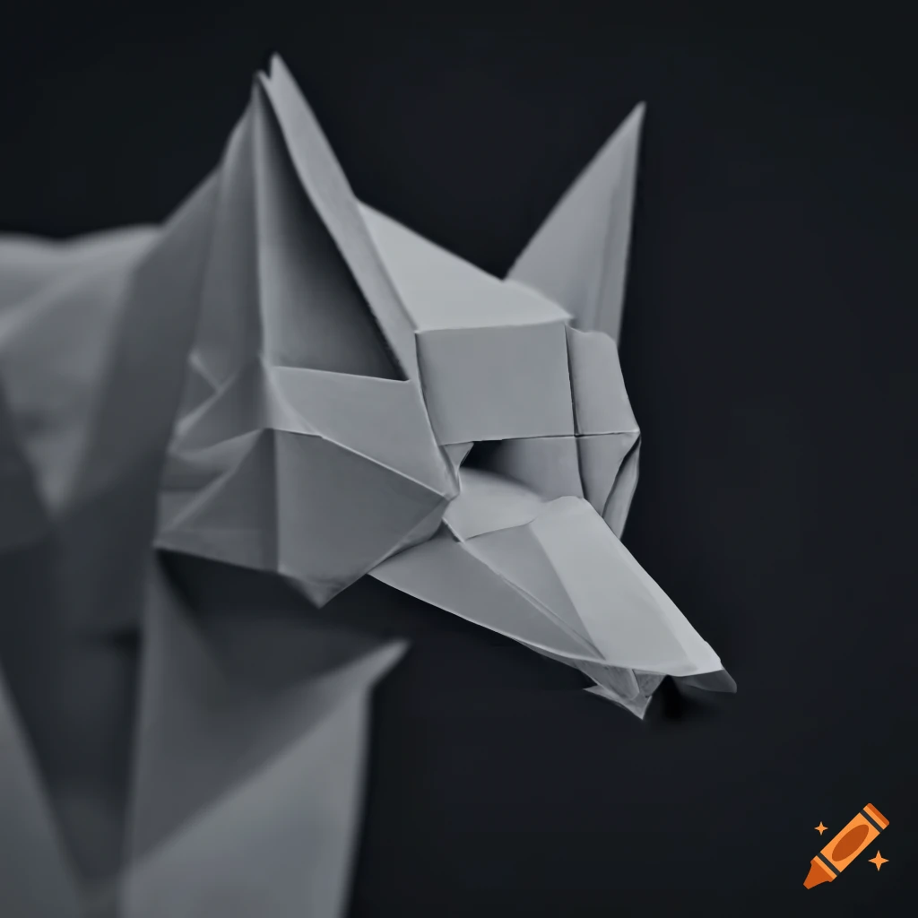 Origami high poly wolf sculpture on Craiyon