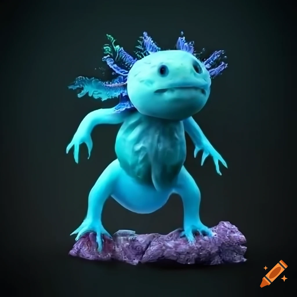 Axolotl blended with water elemental creature on Craiyon