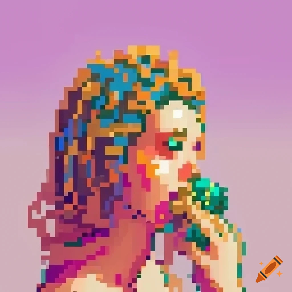 Pixel art with dithering technique on Craiyon