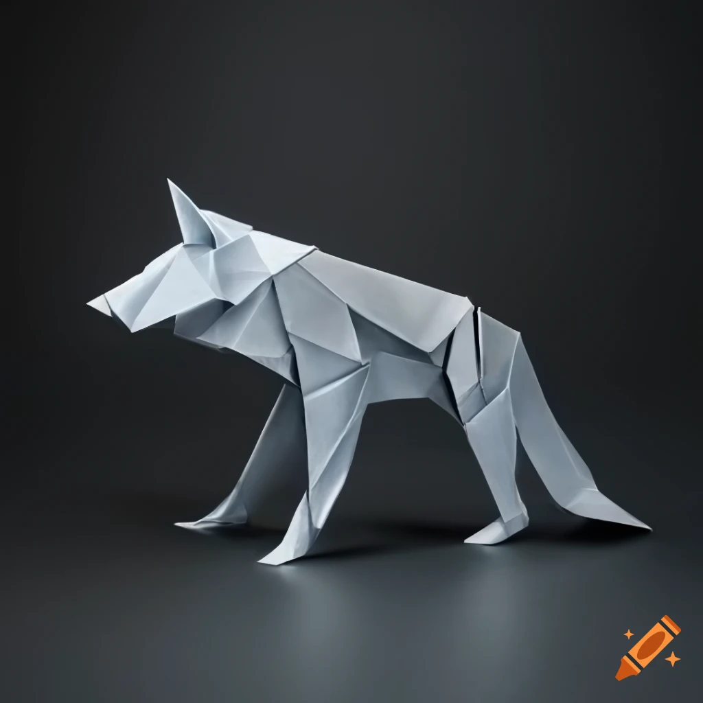 Origami wolf in high poly design on Craiyon