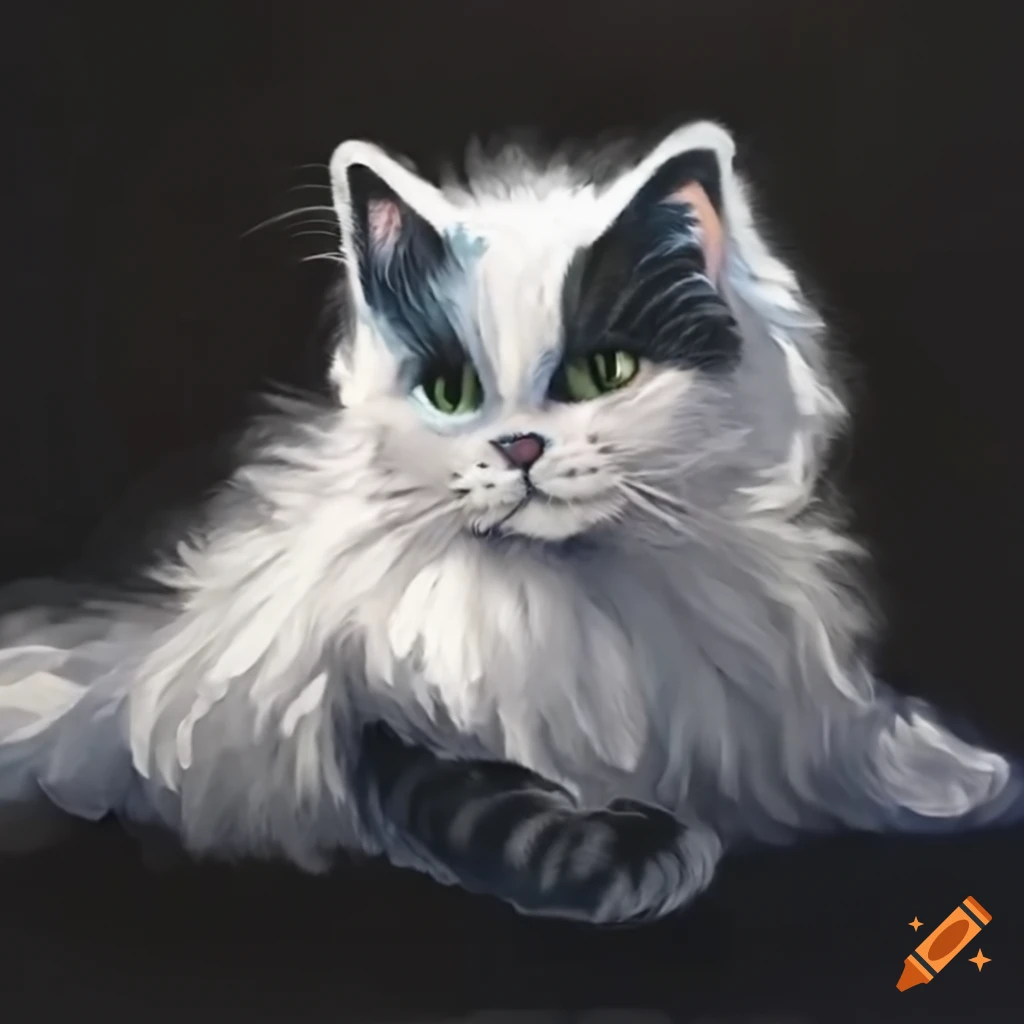 Fluffy cat plushie lying down on Craiyon