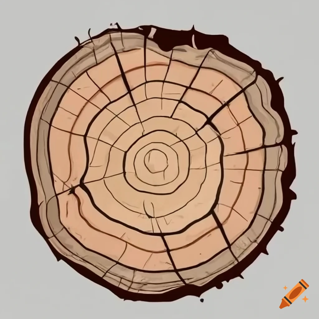 Minimalistic top view of a tree stump on Craiyon