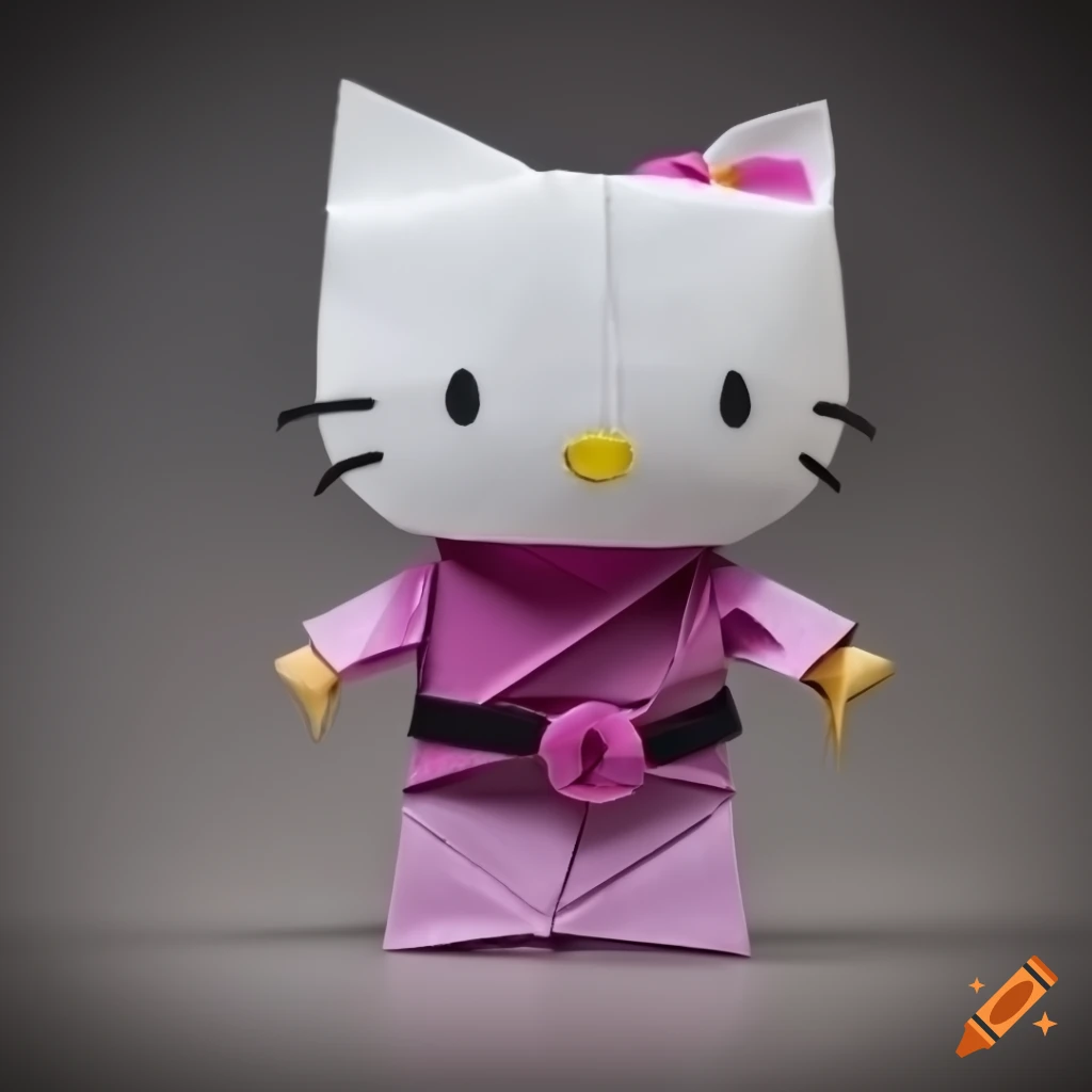 Origami hello kitty ninja with high poly design on Craiyon