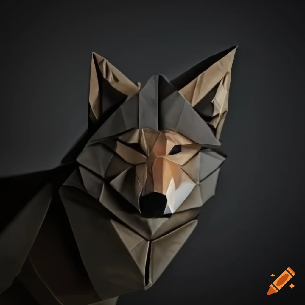 Origami high poly wolf artwork on Craiyon