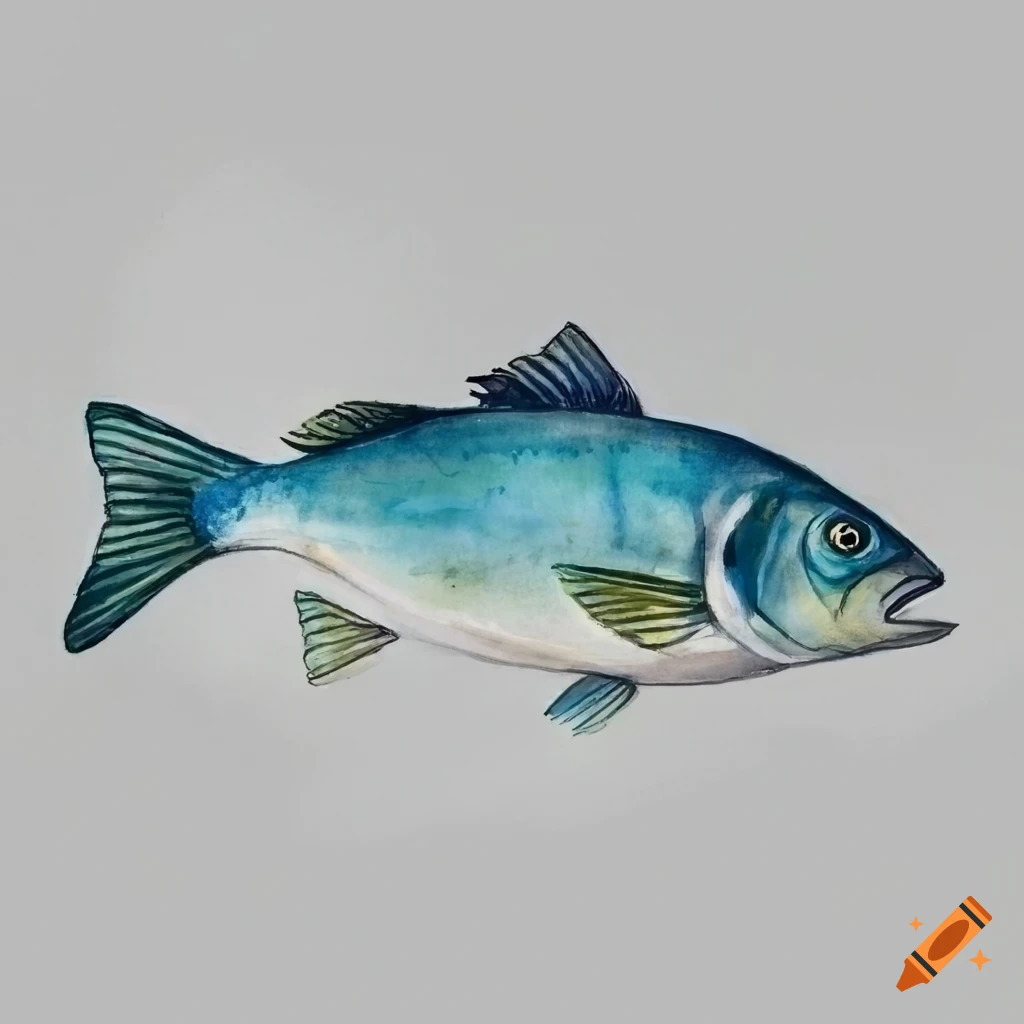 Symmetric realistic watercolor of a bluefish on Craiyon