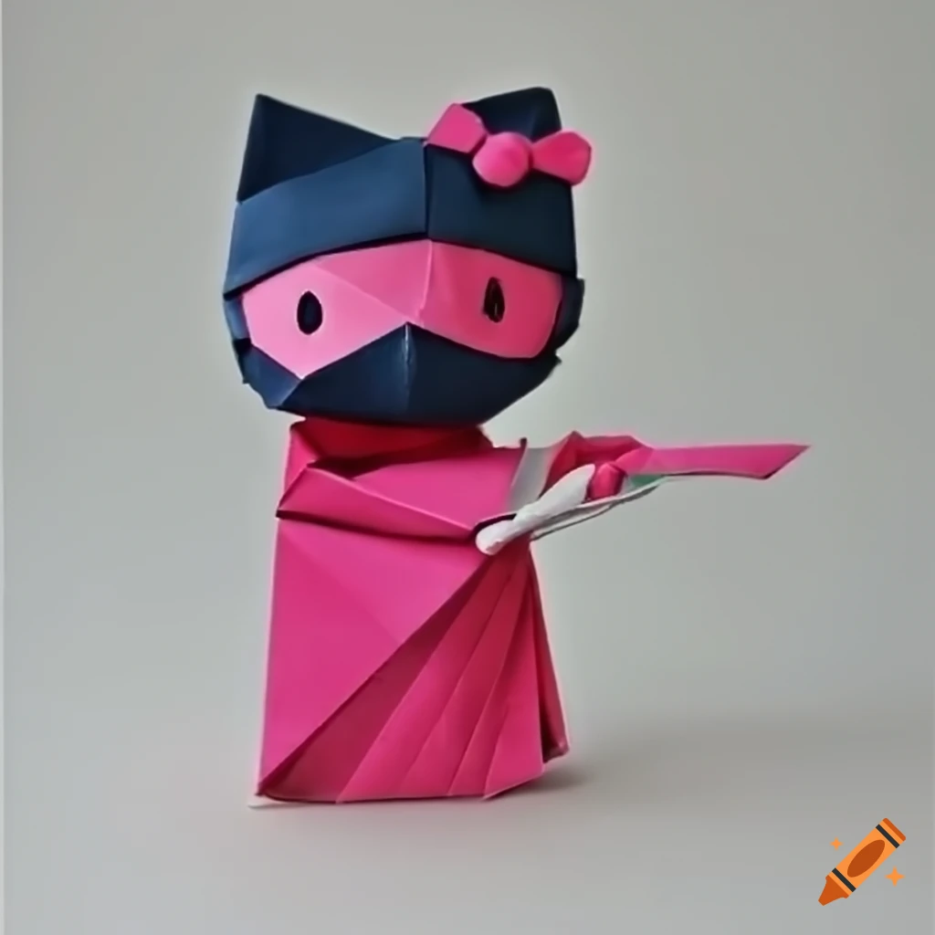 Origami high poly design of a hello kitty ninja on Craiyon