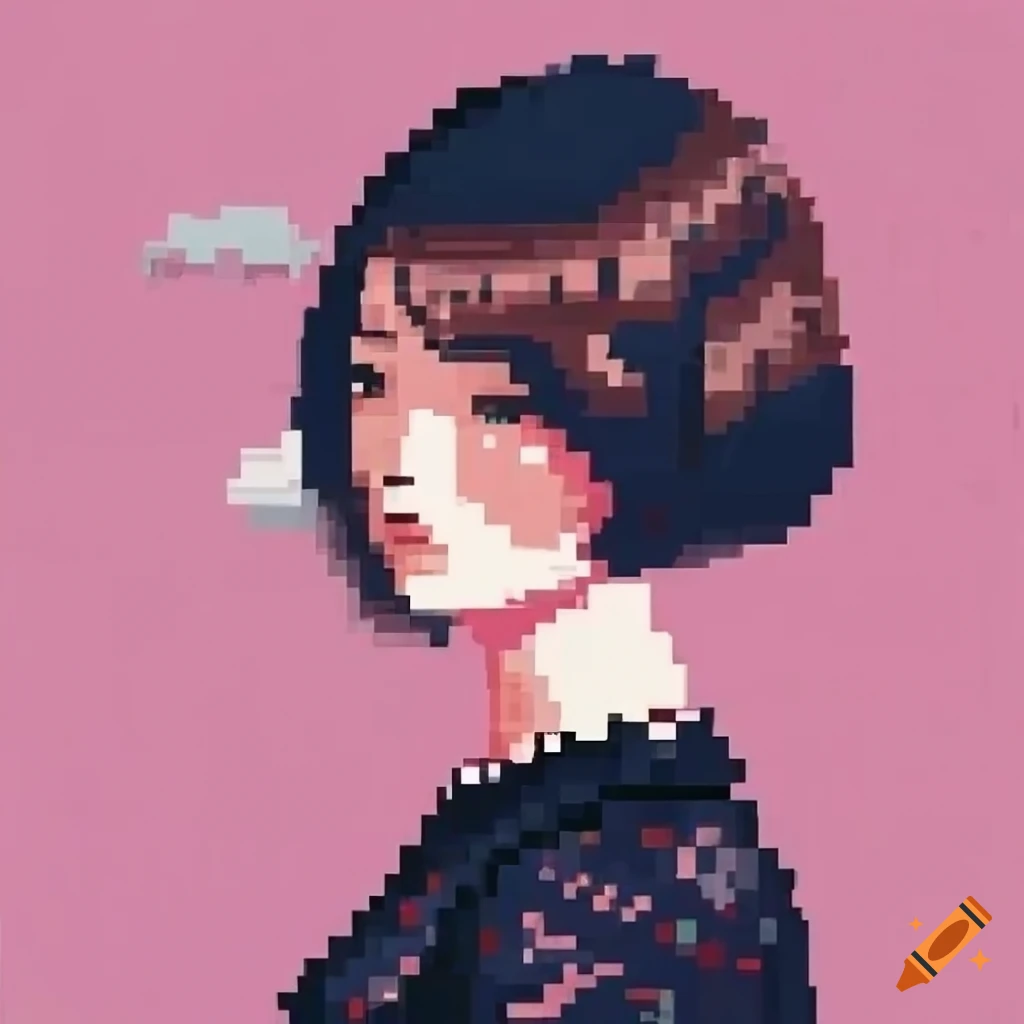 Pixel art with dithering in a traditional chinese ink painting style on ...