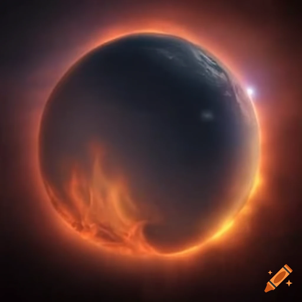 Burning planet in a catastrophic scene on Craiyon