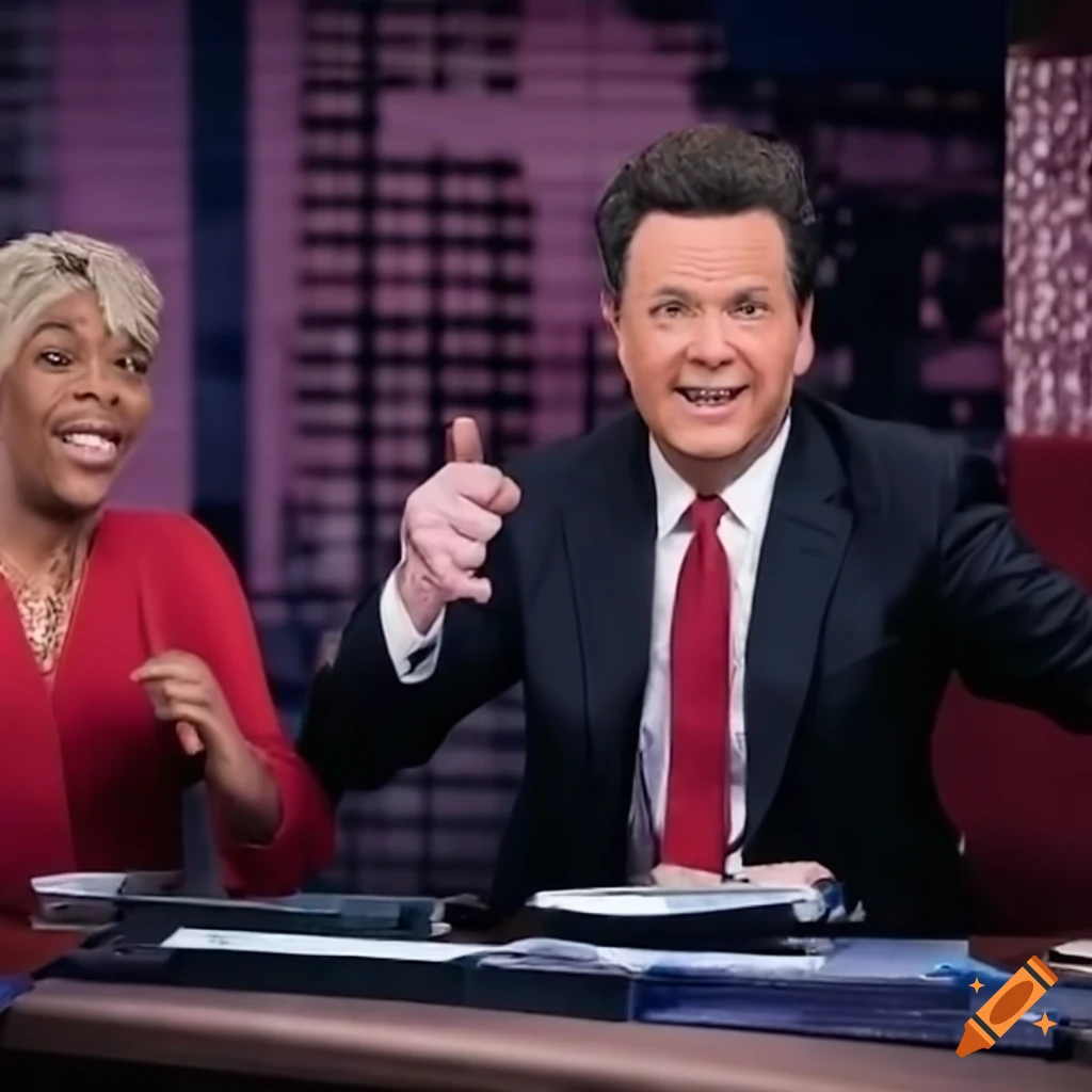 Late night talk show studio inside a unique setting on Craiyon