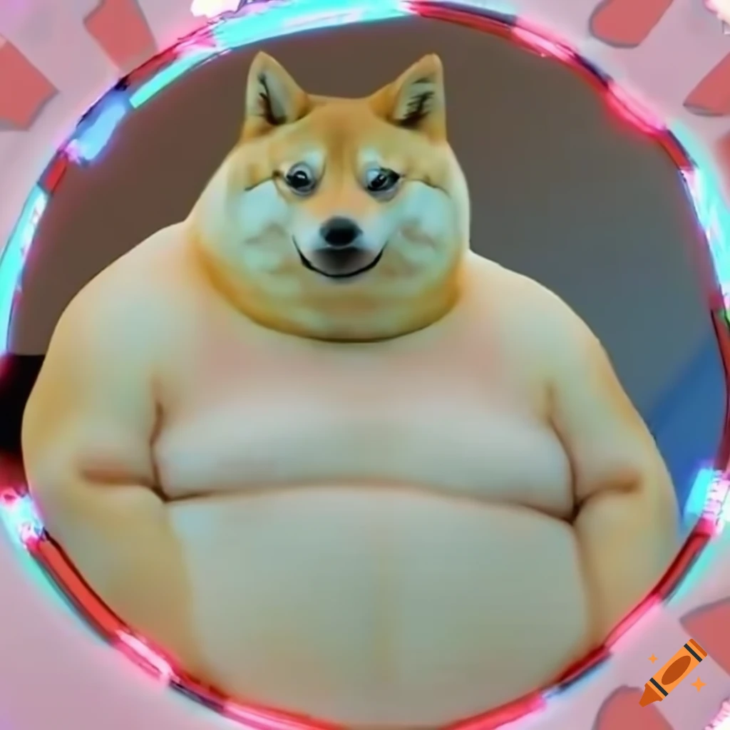 Mirrored image of an overweight dog animation on Craiyon