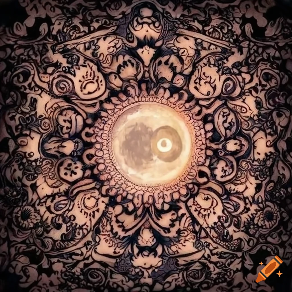 Full moon with intricate henna patterns on Craiyon