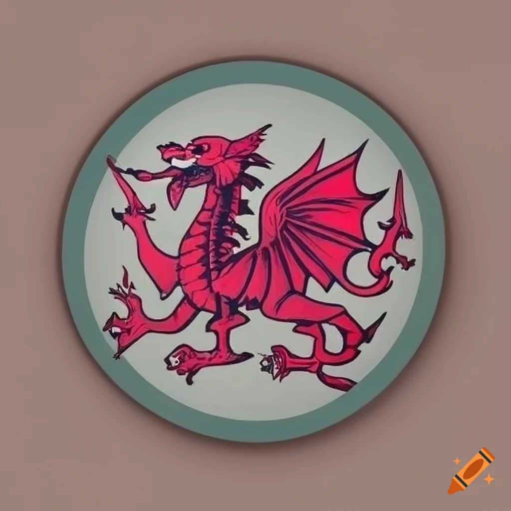 Welsh dragon modern round logo design on Craiyon