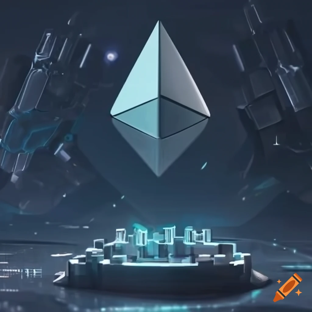 Modern 3D robot representing Ethereum ETF in a futuristic landscape on ...