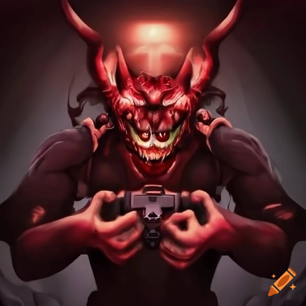 Demon with a gaming controller on Craiyon