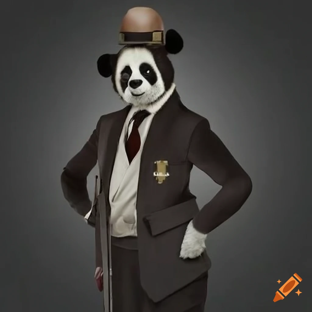 Panda in CIA agent costume on Craiyon