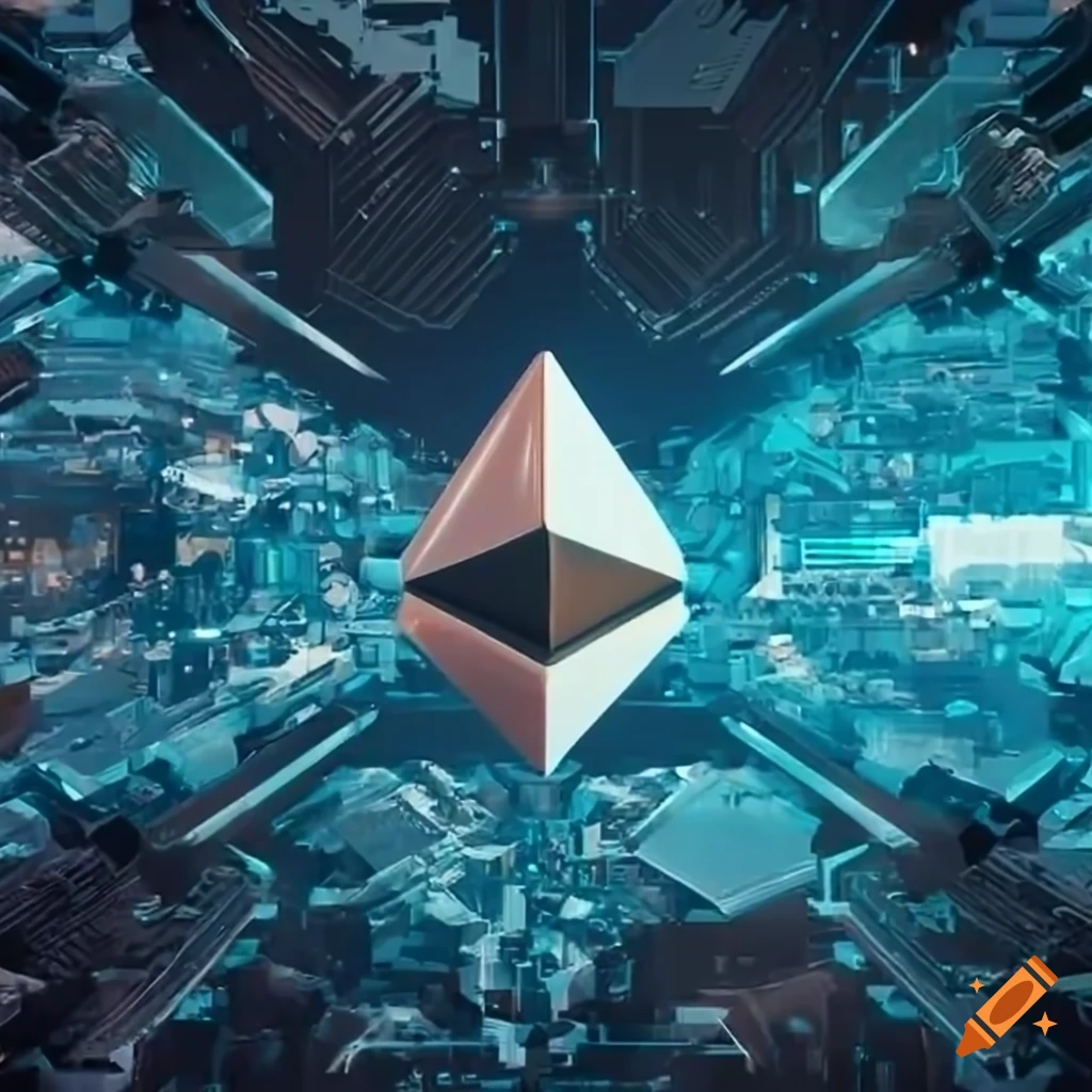 Modern 3D robot representing Ethereum ETF in a futuristic mathematical ...