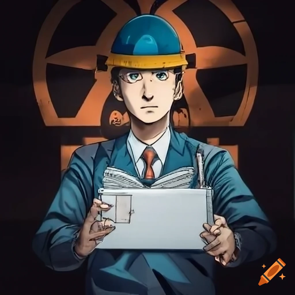 Engineer with notepad in nuclear reactor control room on Craiyon