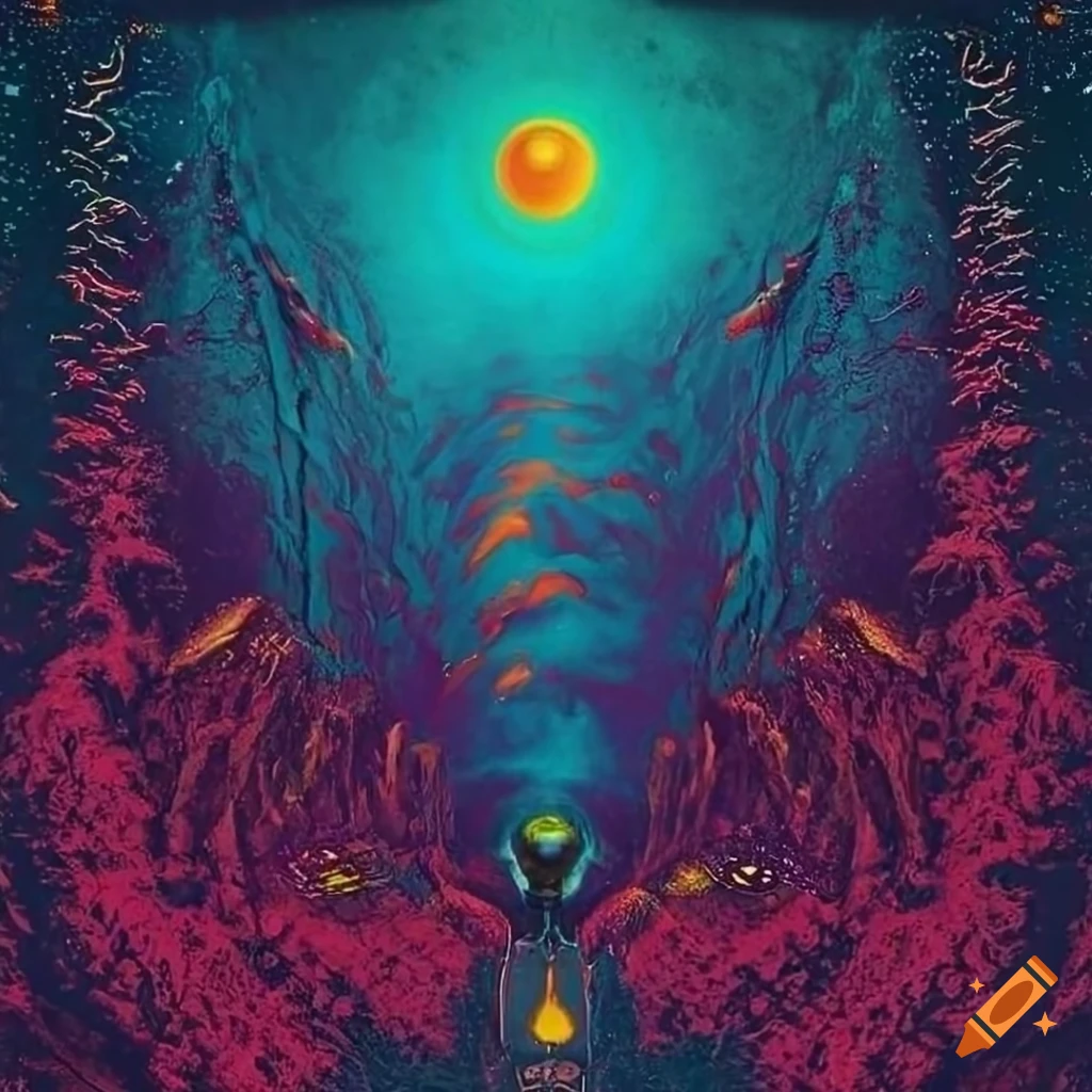 Atmospheric psychedelic rock album cover on Craiyon