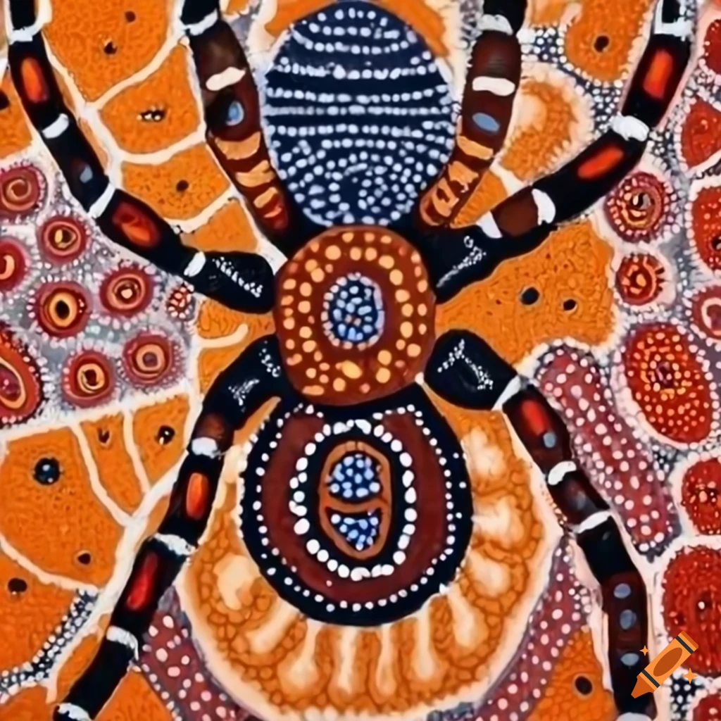 Australian indigenous dreamtime painting of a spider on Craiyon