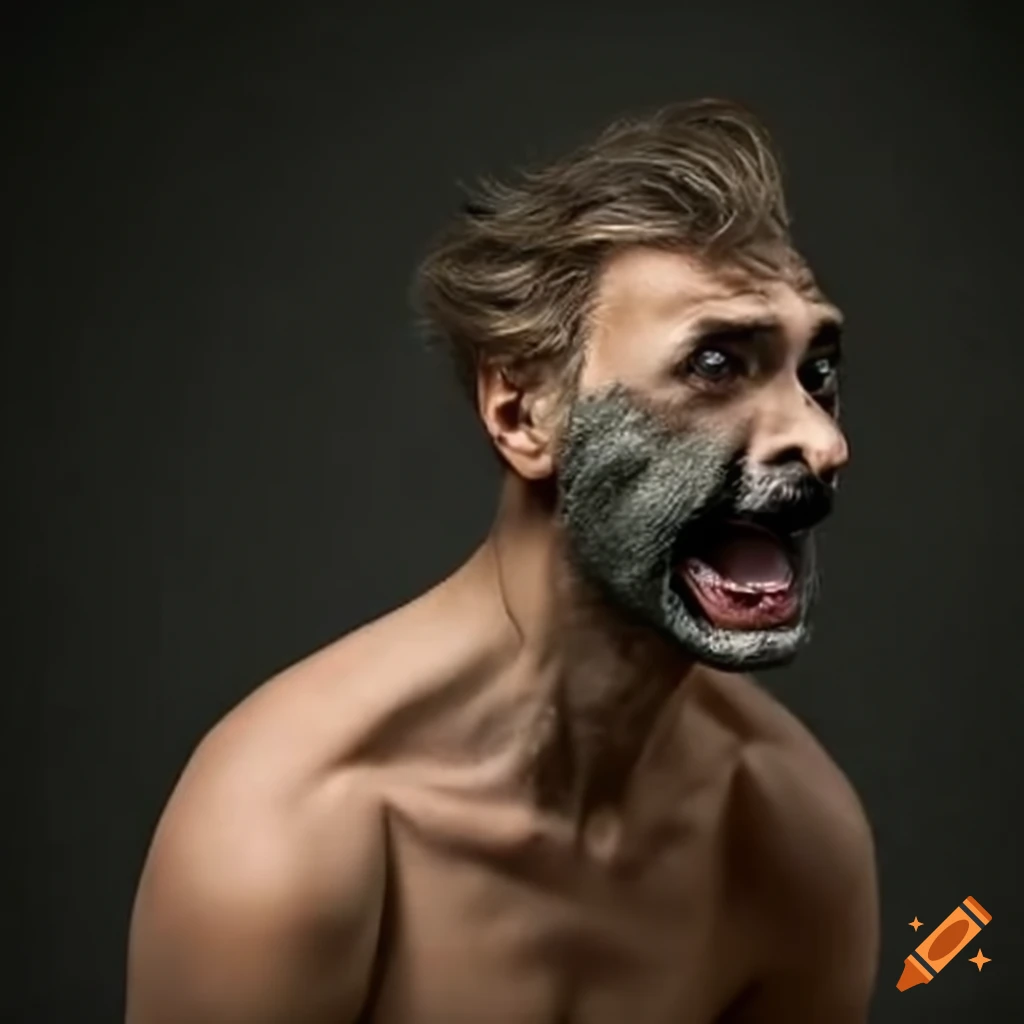 Man with a dog-like face on Craiyon